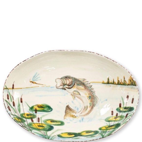 Vietri | Kitchen | Nwot Vietri Wildlife Bass Oval Serving Bowl | Poshmark